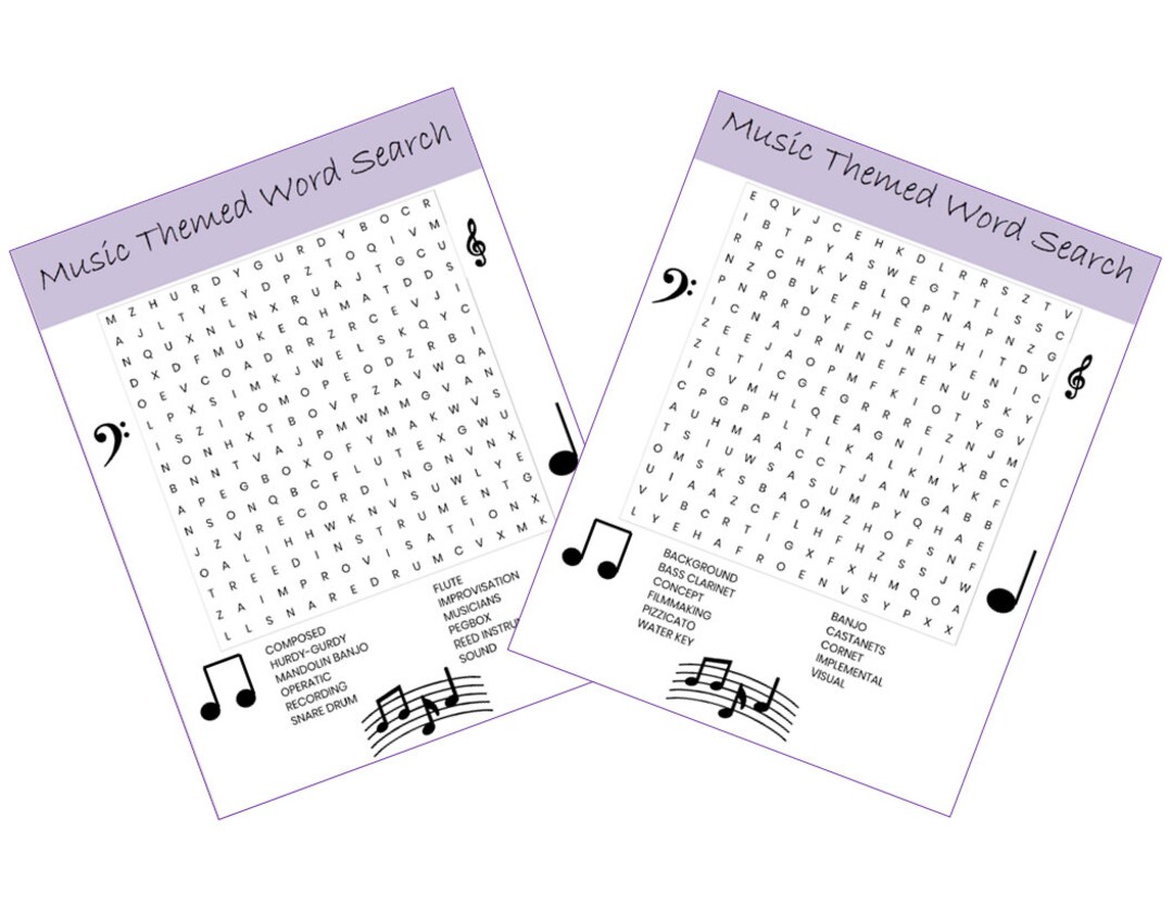 Musical Word Search Puzzles digital File - Etsy