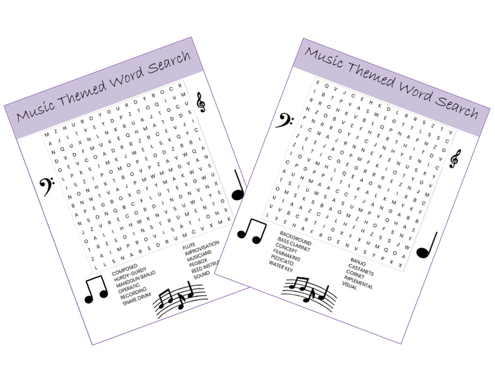 Musical Word Search Puzzles digital File - Etsy