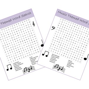 Musical Word Search Puzzles digital File - Etsy