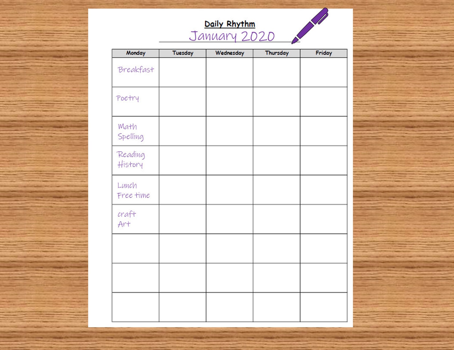 Homeschool Daily Rhythms Planner - Etsy