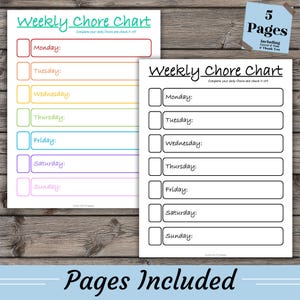 Kids Weekly Chore Chart Printable, Simple Chore Chart for Kids, Kids ...