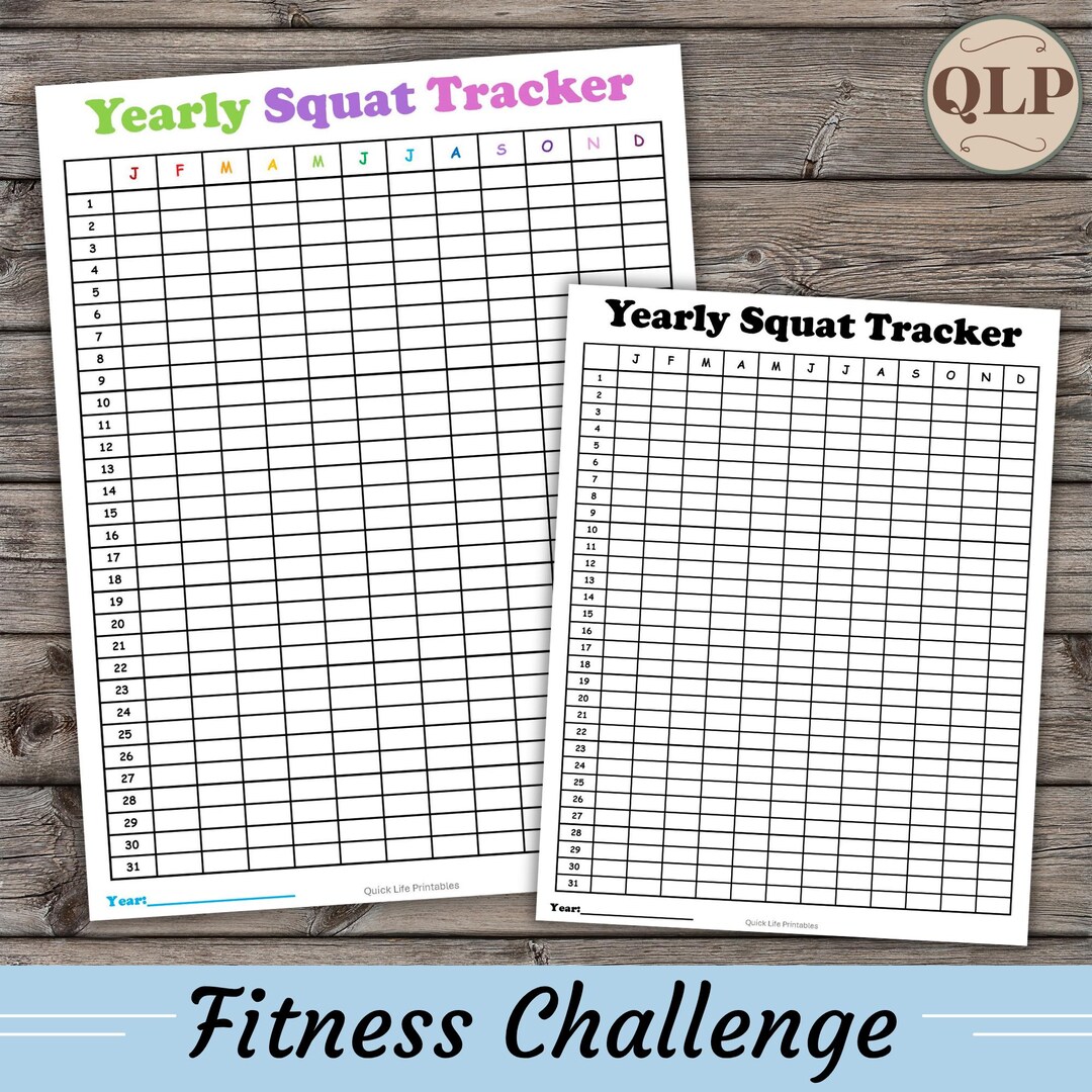Yearly Squat Tracker Printable, Health and Fitness Tracker - Etsy