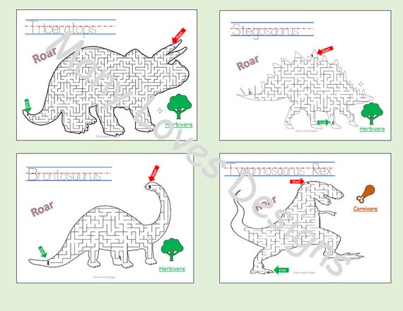 Dinosaur Maze digital File | Etsy