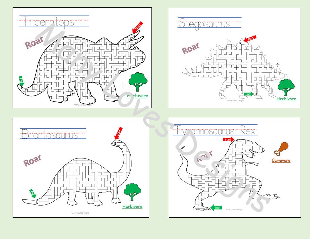 Dinosaur Maze digital File - Etsy