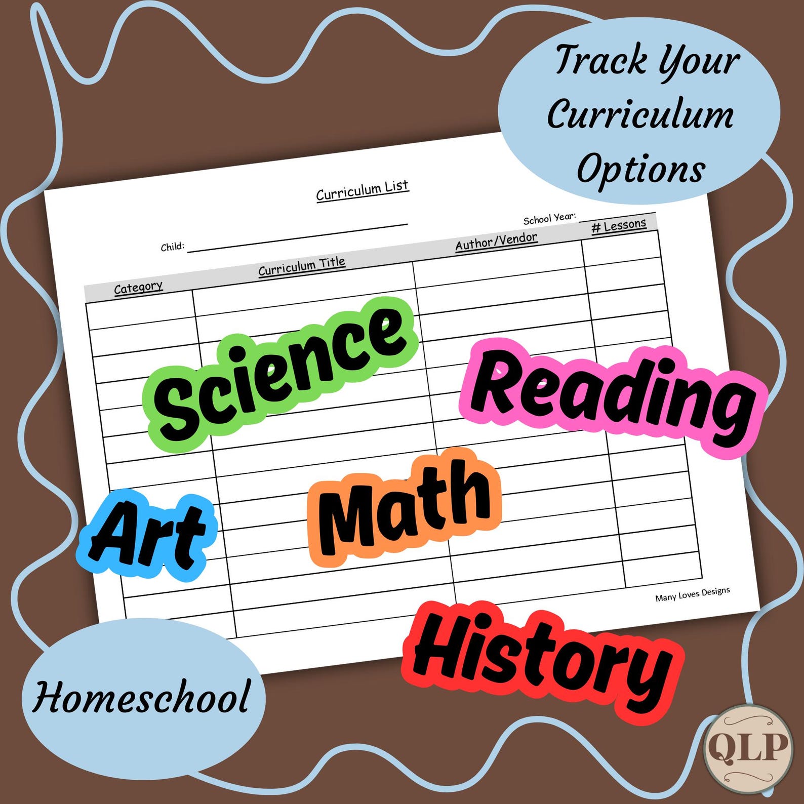 Homeschool Curriculum Tracking Sheet, Subject Tracking Worksheet ...
