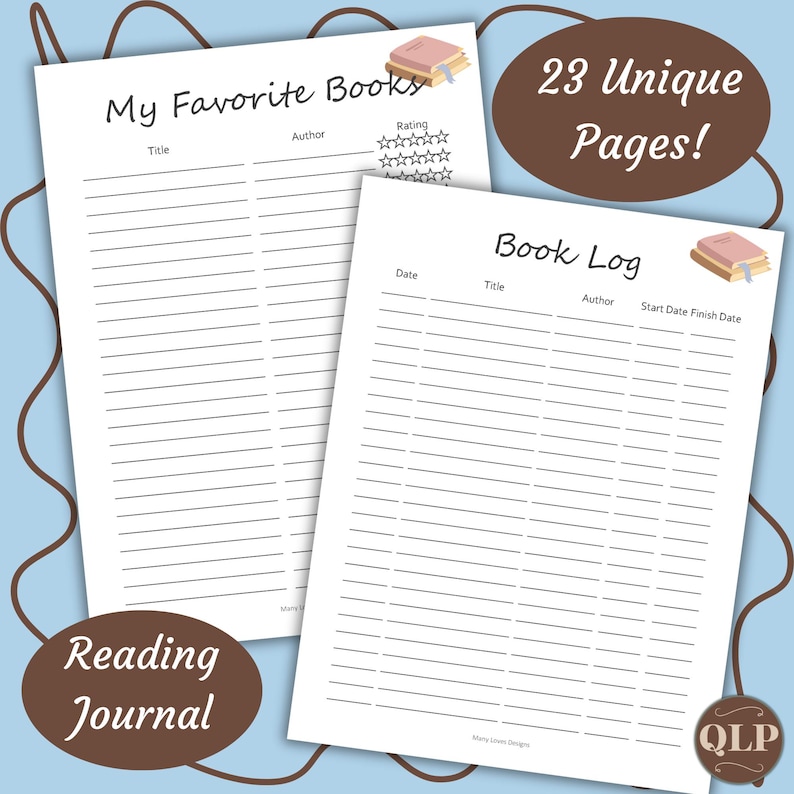 Reading Journal Book Tracker Book Log Printable Book Journal Book ...