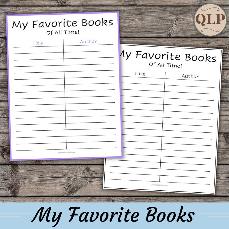 Printable Book Tracker: My Favorite Books List (PDF) - Etsy