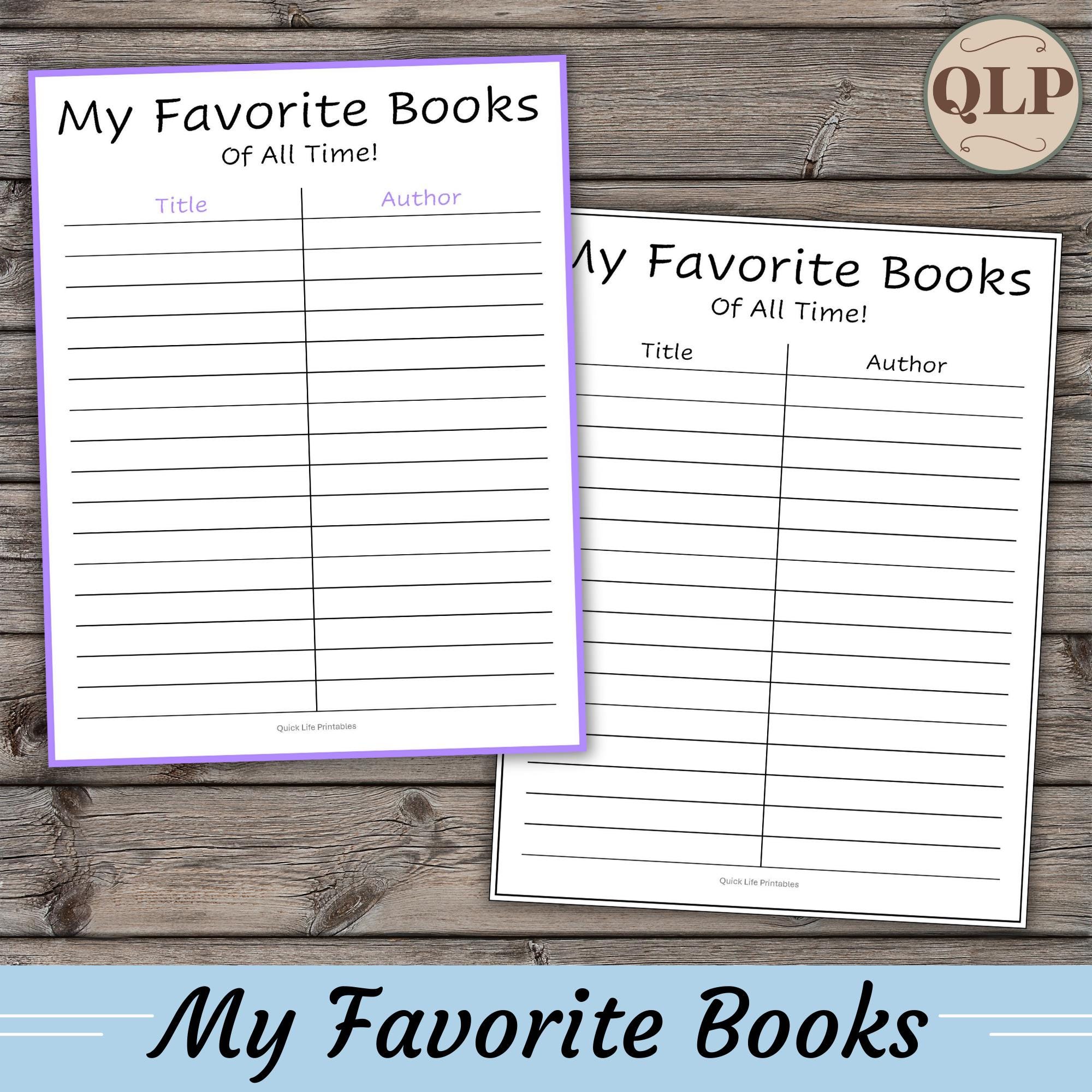Printable Book Tracker: My Favorite Books List (PDF) - Etsy