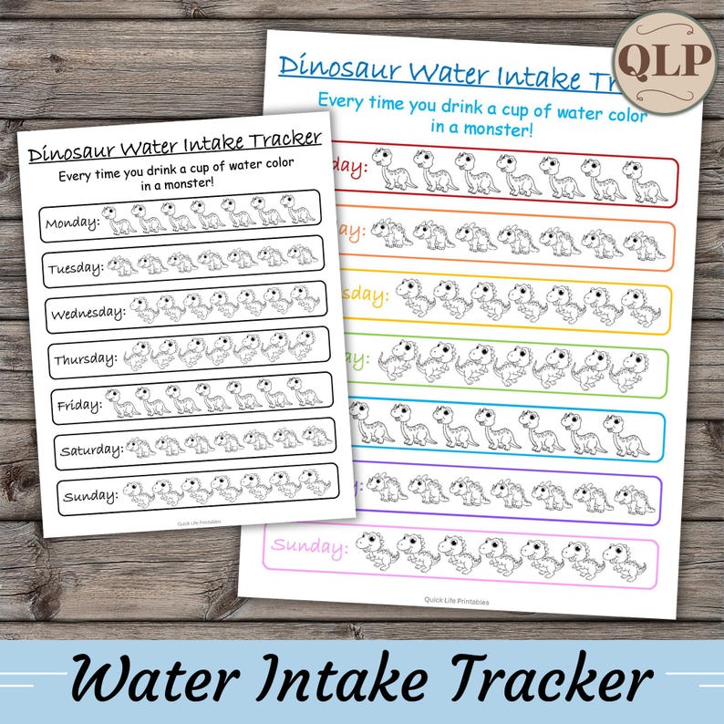 Dinosaur Water Tracker Printable: Fun Kids Hydration Chart (PDF ...