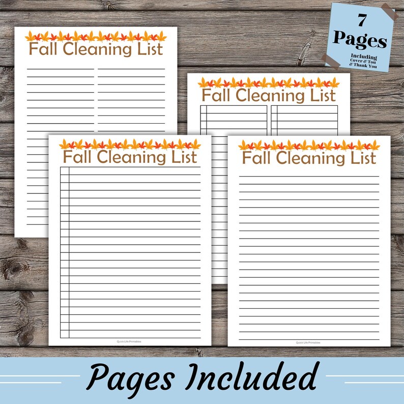 Fall Cleaning List Printable Template, Cleaning to Do List, Cleaning ...