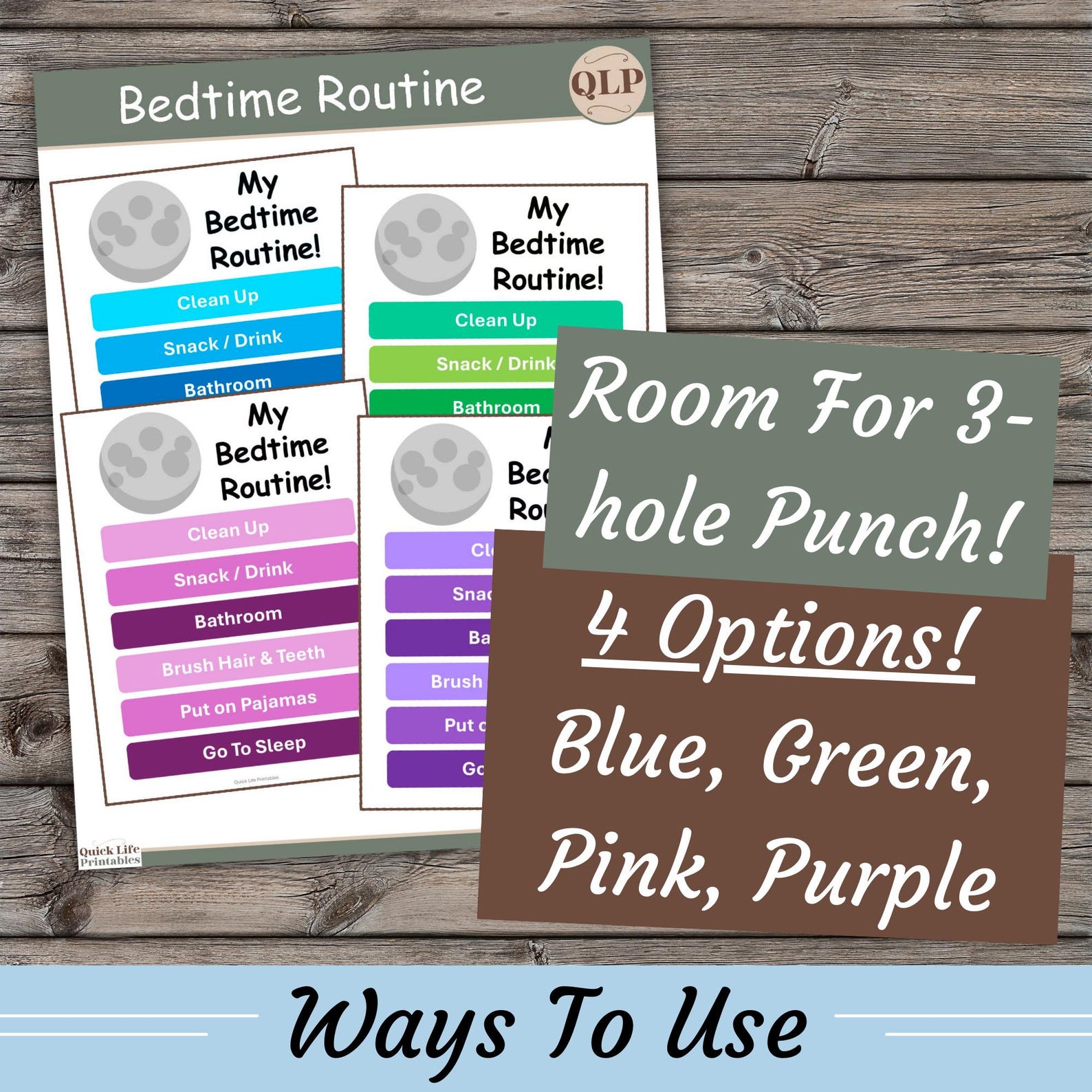 Kids Bedtime Routine Poster: Chore Chart, Nighttime To-do List (PDF ...