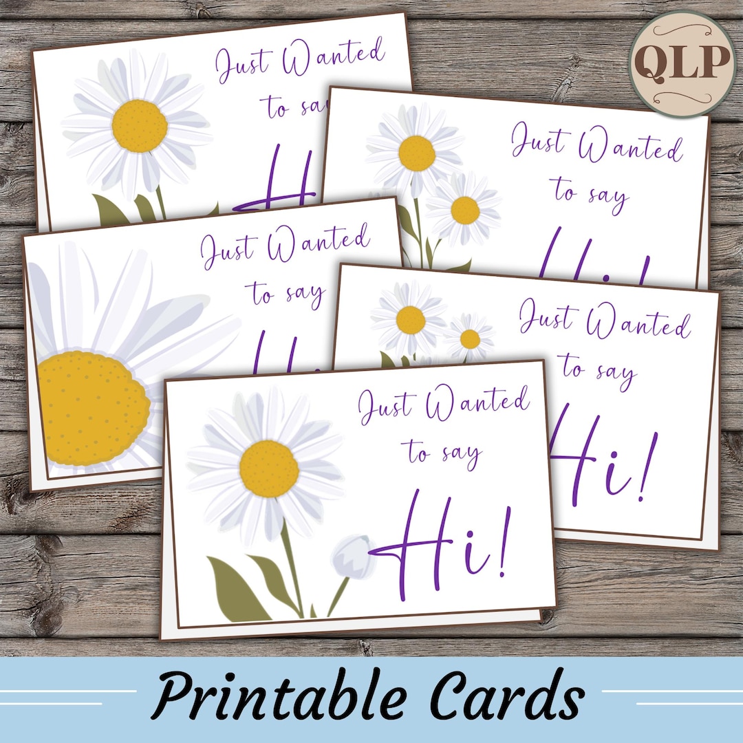Daisy Just Saying Hi Card 5 Pack, Printable Greeting Cards (PDF) - Etsy