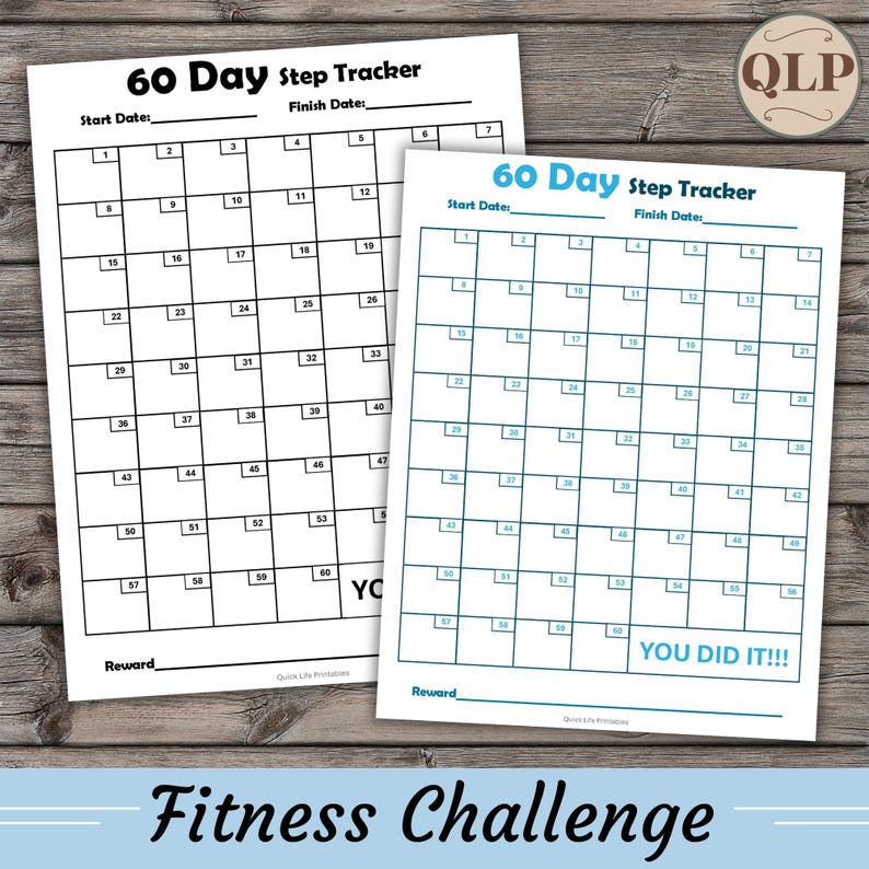 60 Day Step Tracker Printable: Fitness & Wellness Challenge (PDF) - Etsy