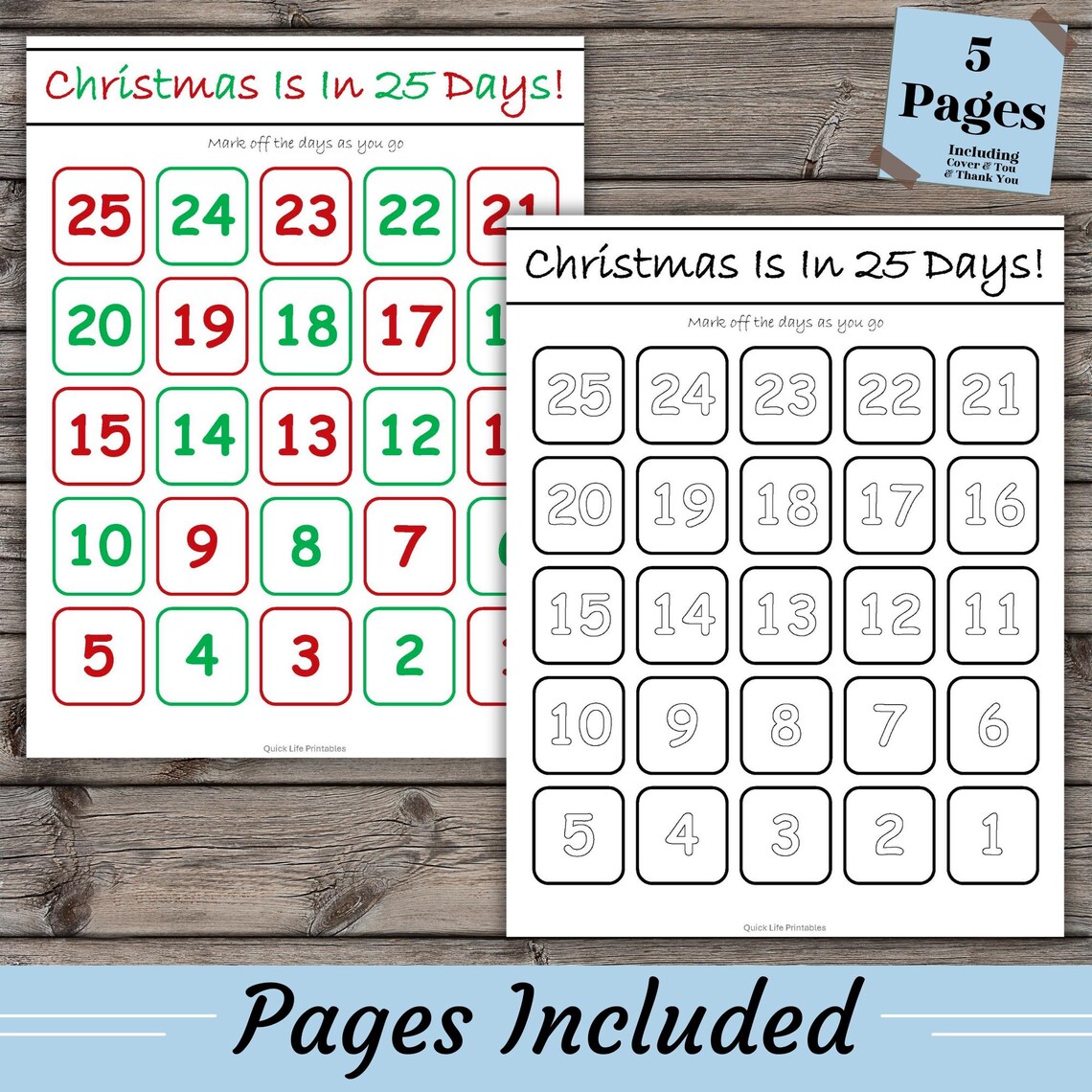 Kids Christmas Countdown Chart: Printable Holiday Activity (PDF ...