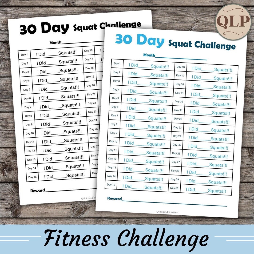 30 Day Squat Challenge Printable, Wellness Printable, Fitness Journal ...