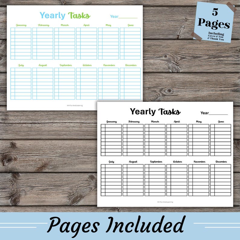 Yearly Task Tracker Printable: Simple Annual Planning (PDF) - Etsy