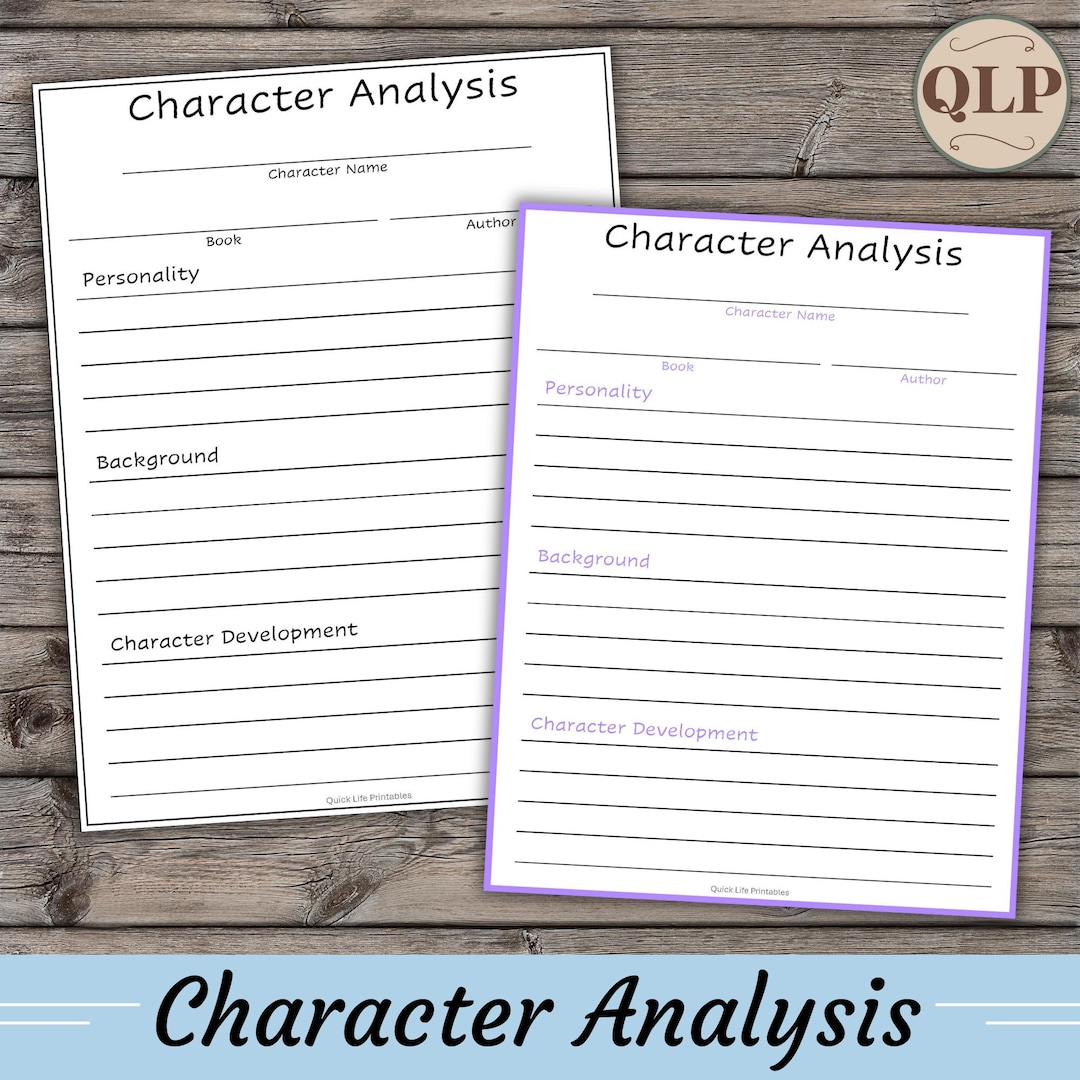 Character Analysis Printable, Literature Analysis, Student Reading ...