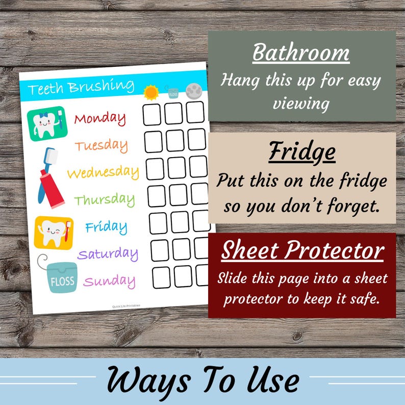 Kids Teeth Brushing Chart Printable: Fun Daily Tracker (PDF Download 8 ...