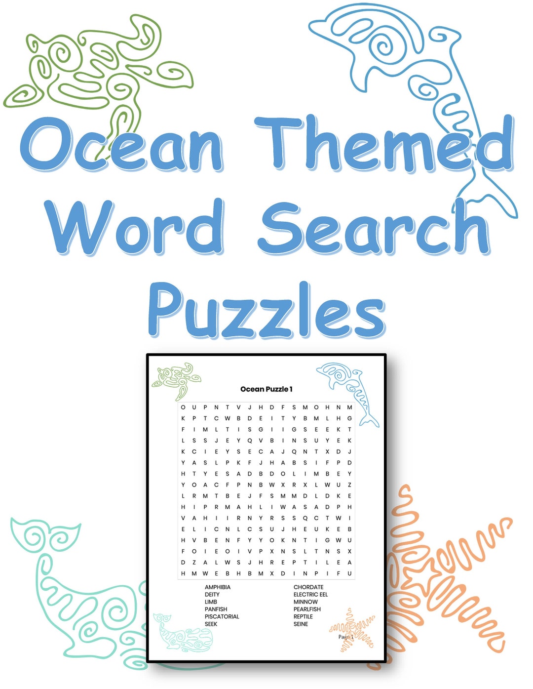 Ocean Themed Word Search Puzzles - Etsy