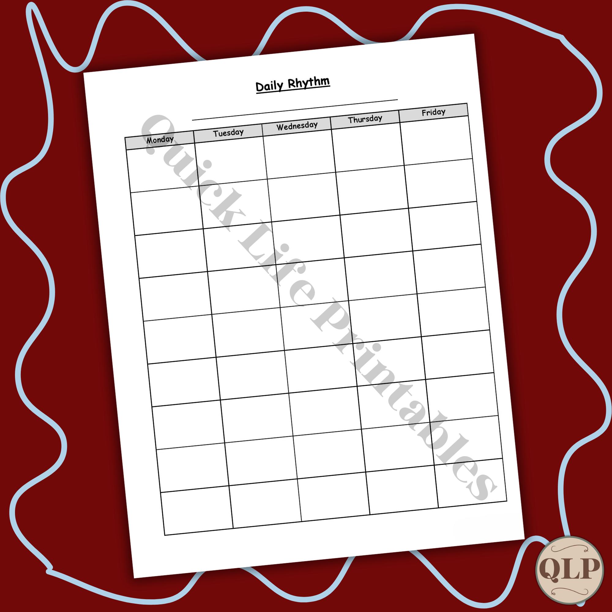 Homeschool Daily Rhythms Planner Homeschool Daily School Schedule ...