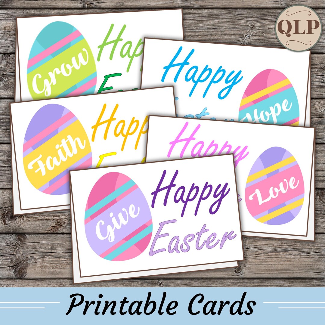 Easter Message Printable Card 5 Pack, Happy Easter Greeting Cards (PDF ...