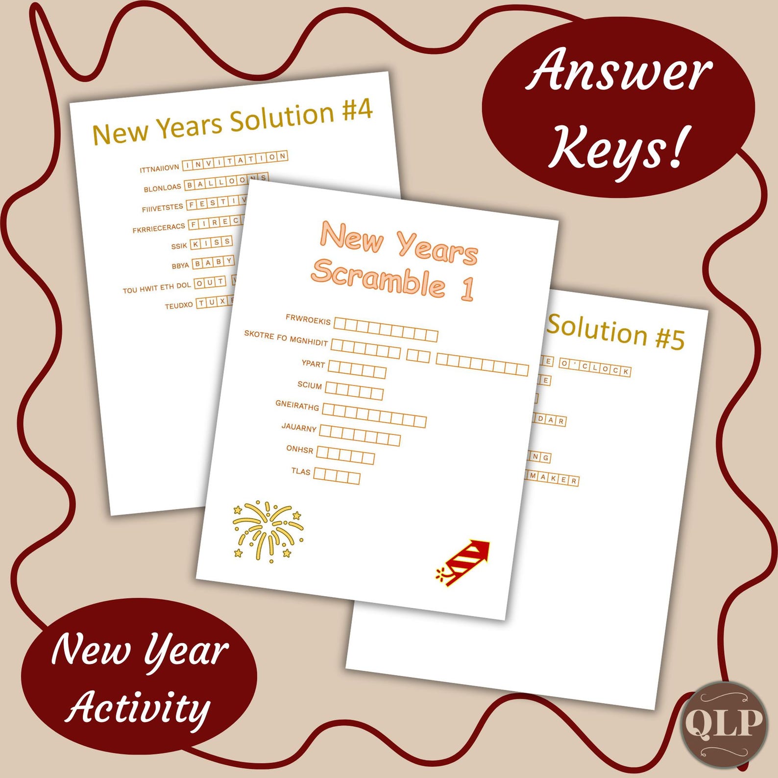 New Years Eve Word Scrambles New Years Eve Activity for Kids Printable ...