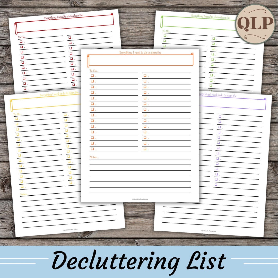 Blank Decluttering Printable Checklist for Your Home, Customize Your ...