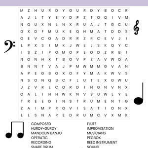 Musical Word Search Puzzles digital File - Etsy