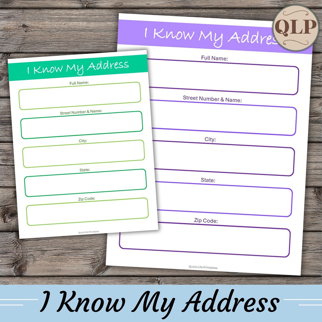 I Know My Address Printable Worksheet: Kids Learning Activity (PDF ...