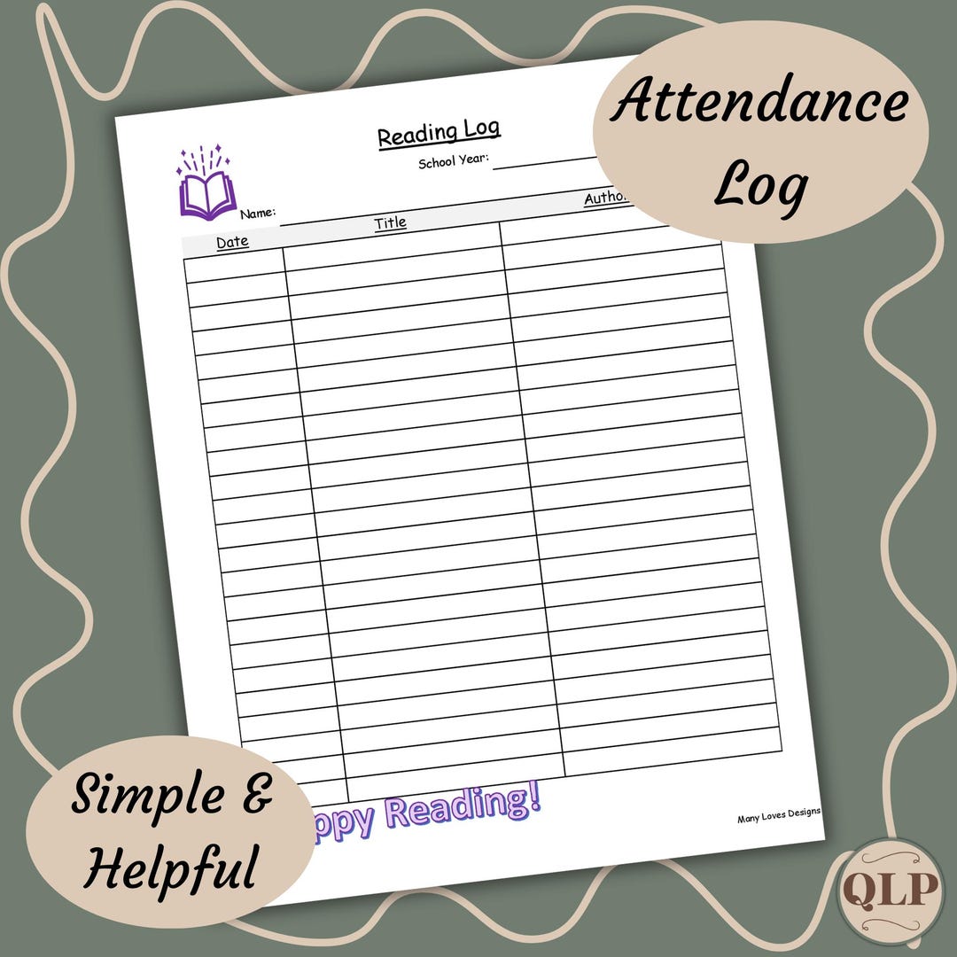 Simple Reading Log, Book Tracker, Homeschool Book Log, School Book Log ...