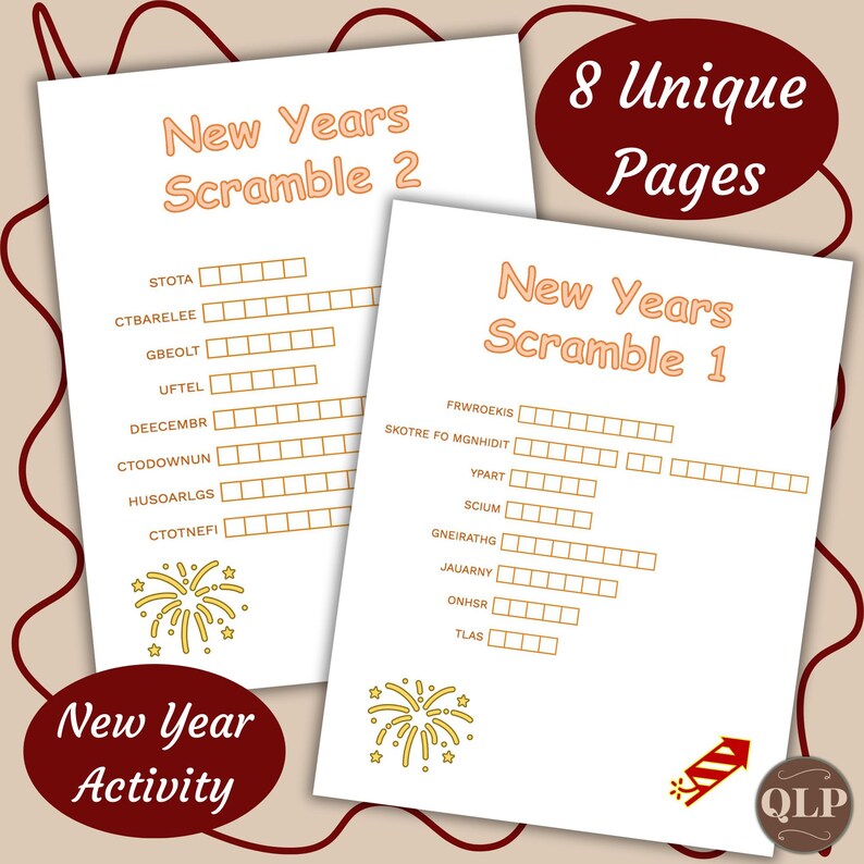 New Years Eve Word Scrambles New Years Eve Activity for Kids Printable ...