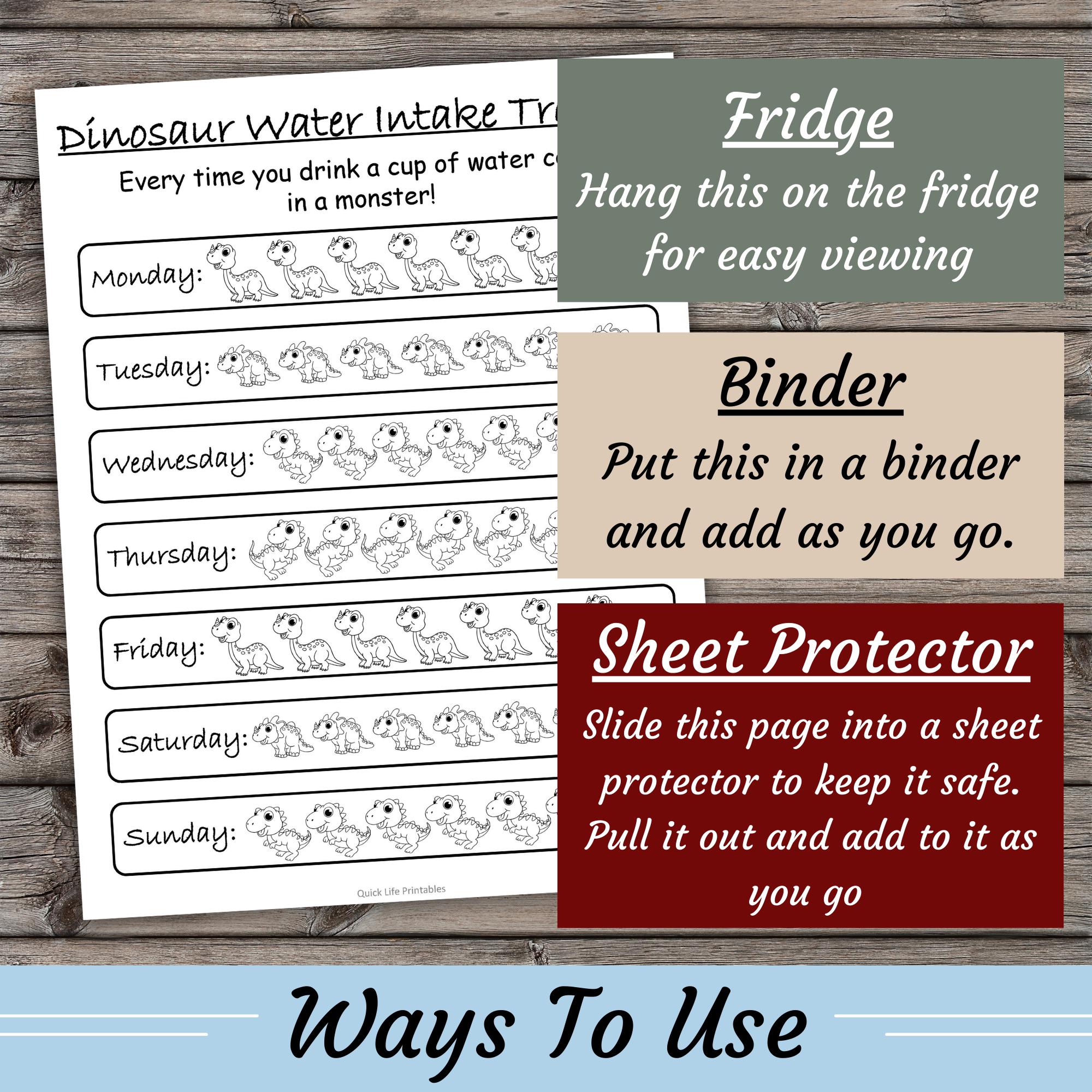 Dinosaur Water Tracker Printable: Fun Kids Hydration Chart (PDF ...