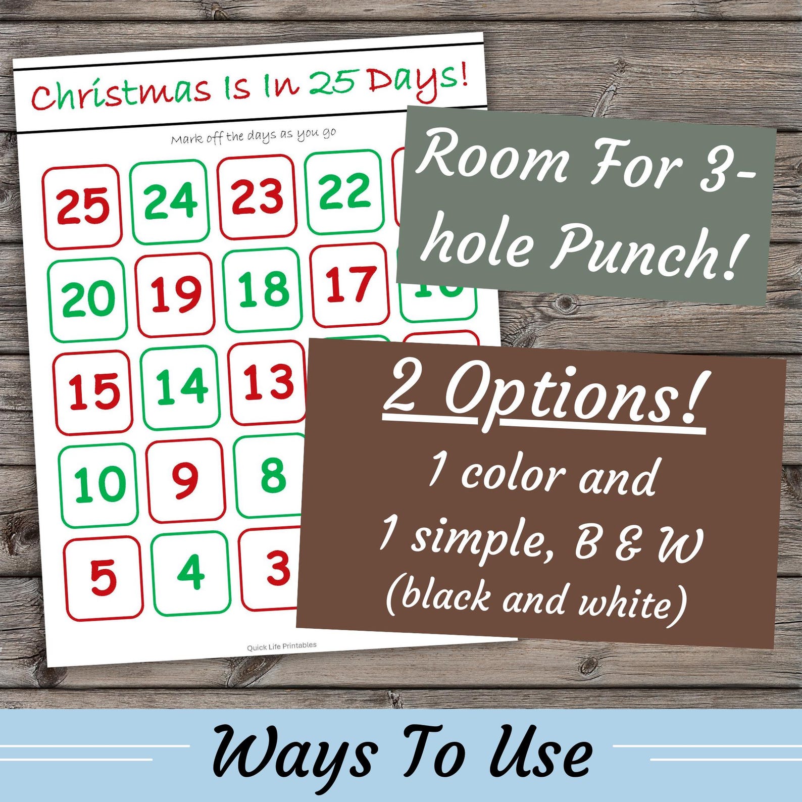 Kids Christmas Countdown Chart: Printable Holiday Activity (PDF ...