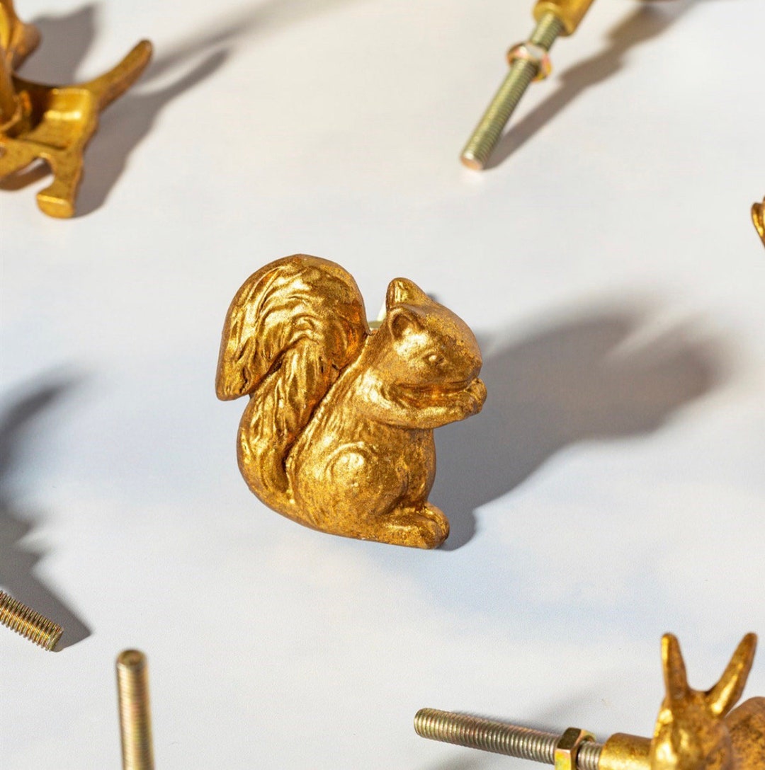 Gold Squirrel Vintage Drawer Knob Door Knob Vintage Gold Drawer Knob ...