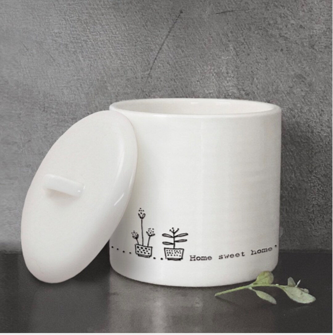 East of India home Sweet Home Tidy Jar With Lid, Porcelain Jar, Money ...