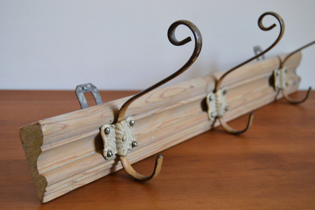 Vintage Shabby Chic Wooden Coat Rack, Beige, 1930s - Etsy