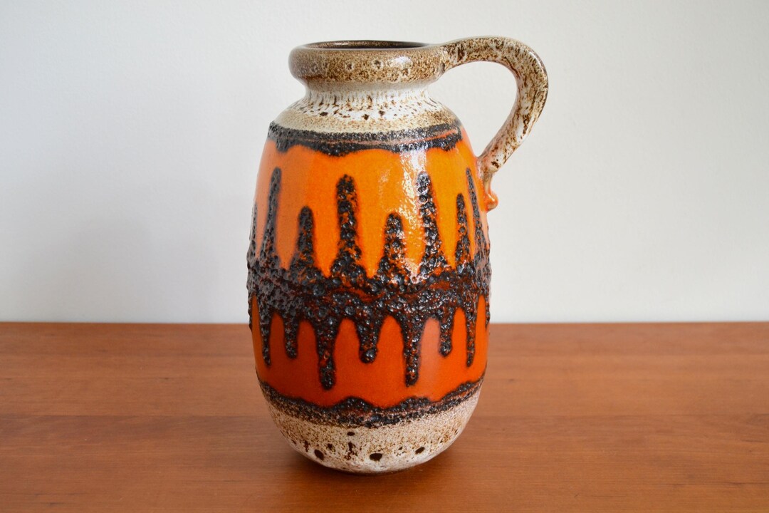 Large Scheurich Vase 484 27 Fat Lava 70s 60s Handle Vase Mid Century ...