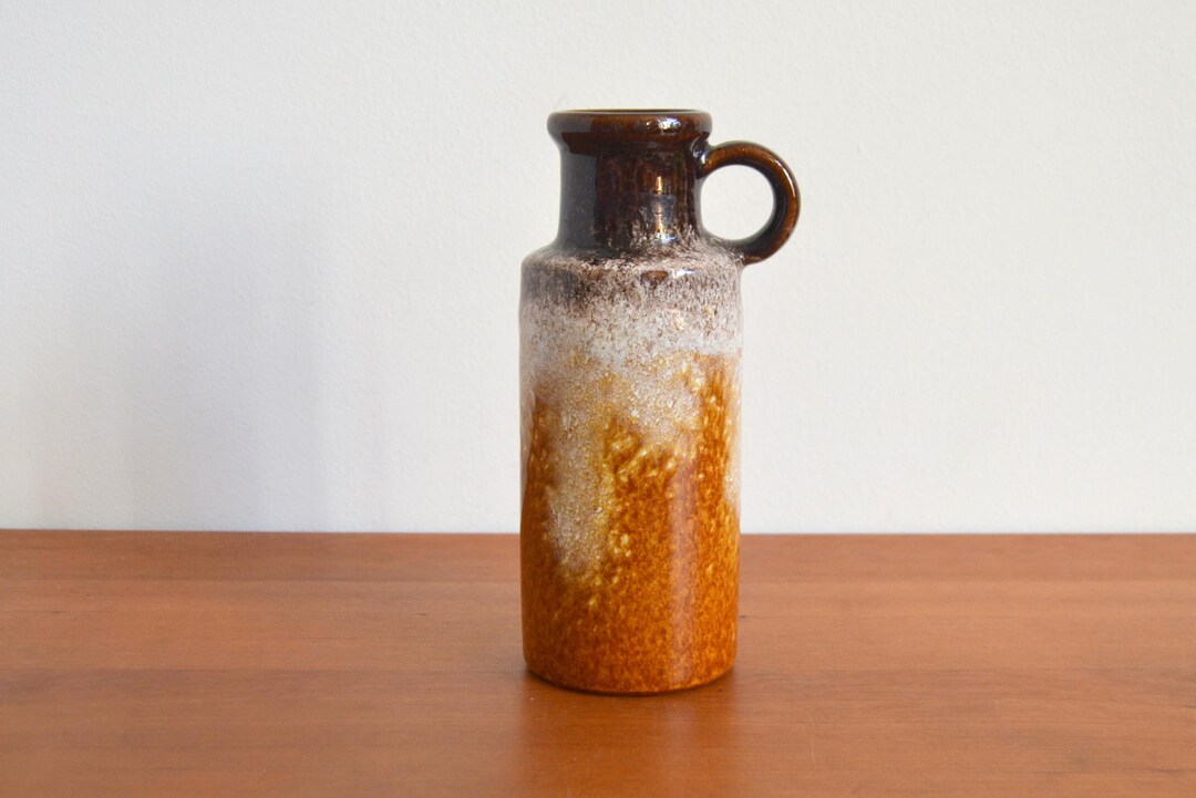 Scheurich Vase 401 20 Brown Beige 70s 60s Fat Lava Handle Vase Mid ...