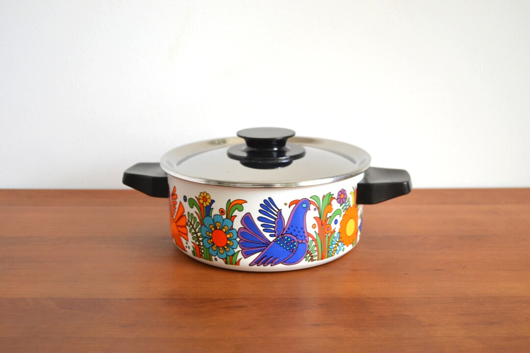Größerer Kochtopf Acapulco 70er Deckel Topf Emailletopf Emaille vintage ...
