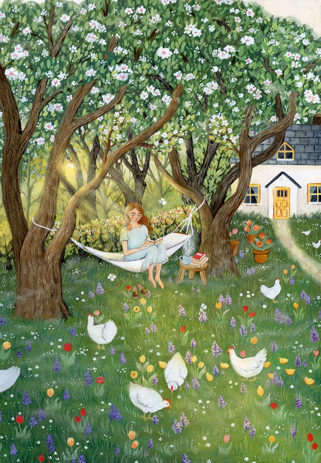 Spring Mornings Illustration, Orchard Artprint, Cottagecore ...