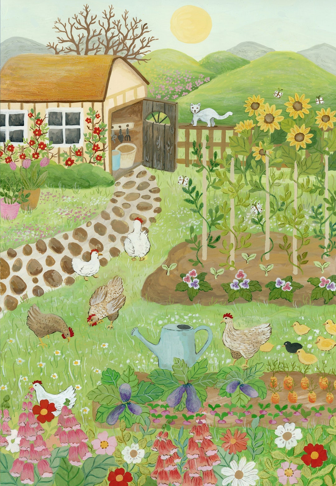 Farmhouse Illustration Farmhouse Wall Art Spring Wall Decor - Etsy