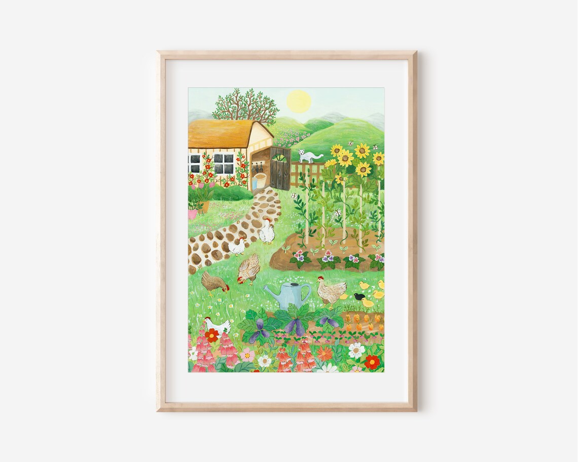 Farmhouse Illustration Farmhouse Wall Art Spring Wall Decor | Etsy