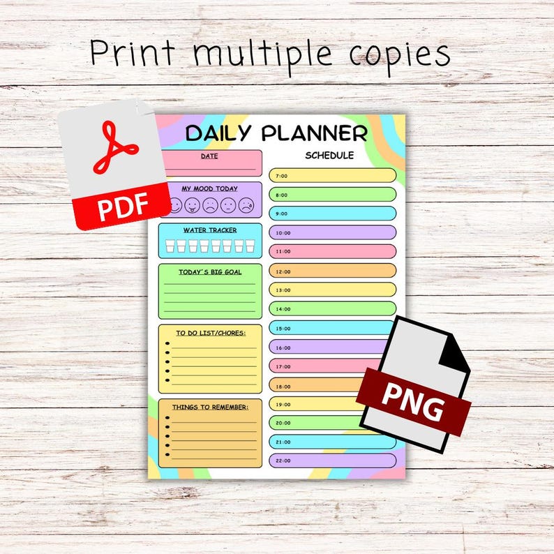 Kids' Daily Planner - Colorful Printable & Editable PDF - Fun Schedule ...