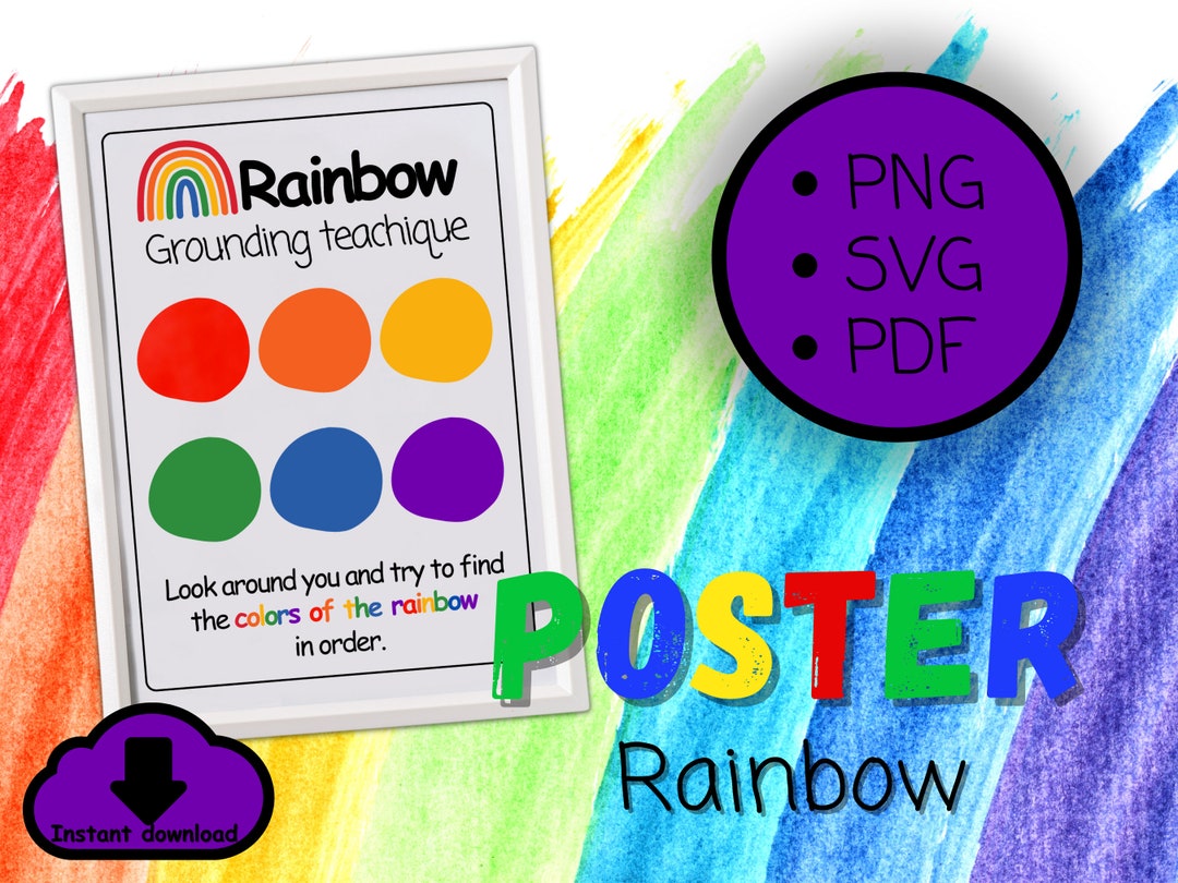 Rainbow Grounding Technique Poster - Ideal for Classrooms and Emotional ...