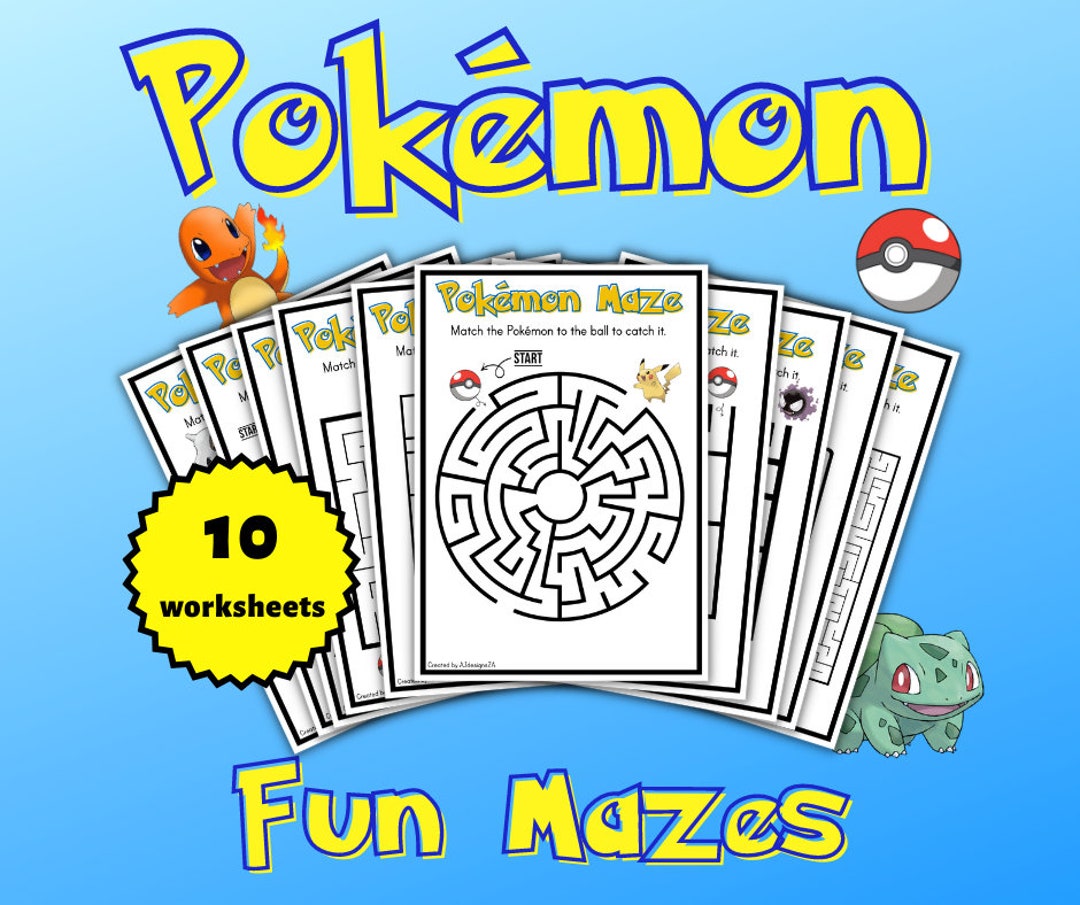 Pokémon Fun Maze Activities for Kids and Holiday Fun, Instant Download ...