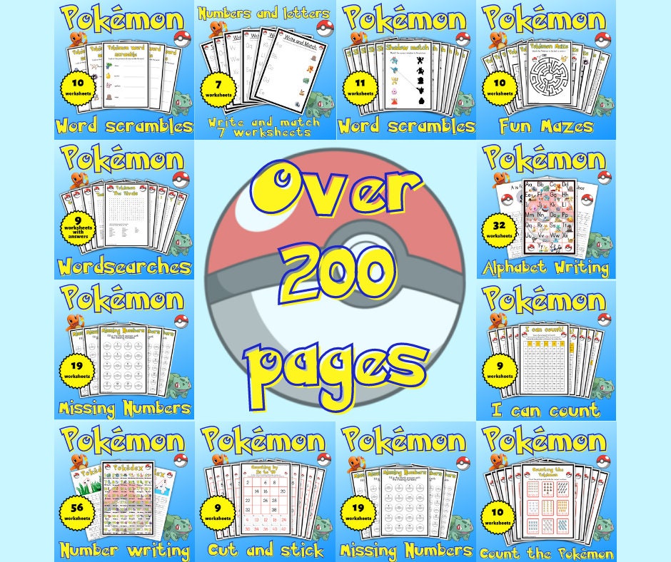 Ultimate Pokémon Worksheet Pack, Practice Handwriting, Counting ...