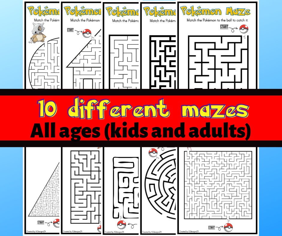 Pokémon Fun Maze Activities for Kids | Instant Digital Download ...