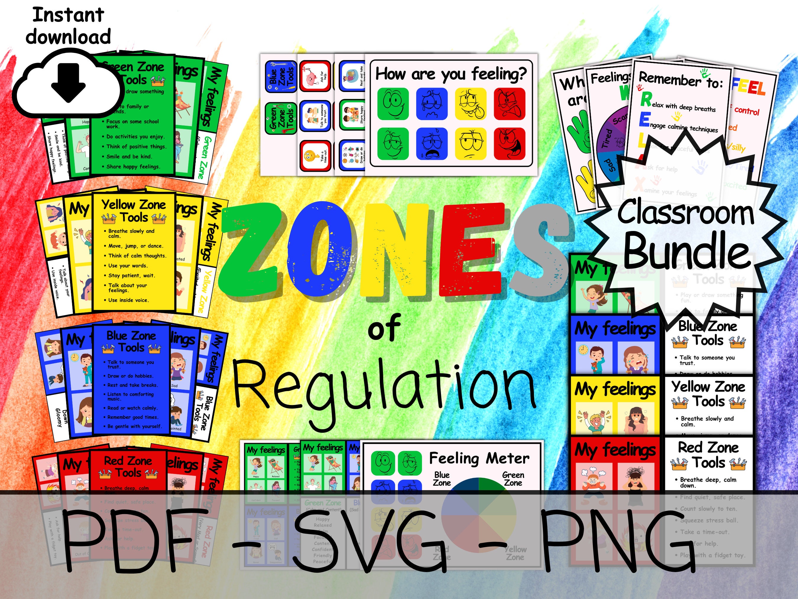 Zones of Regulation Classroom Large Bundle. Calming Toolkit and Posters ...