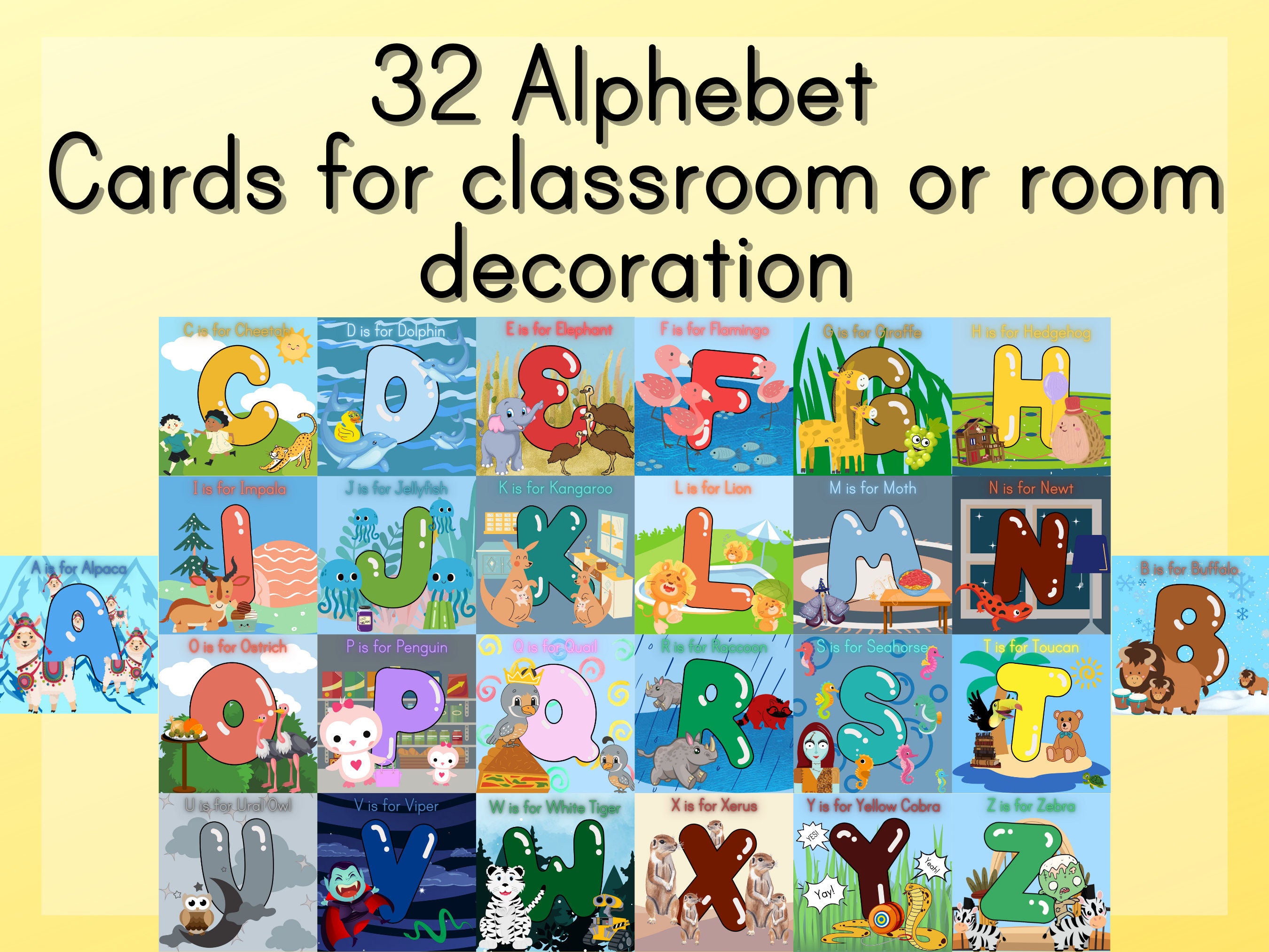 Roar Into Learning With Animal Alphabet Flashcards Explore - Etsy