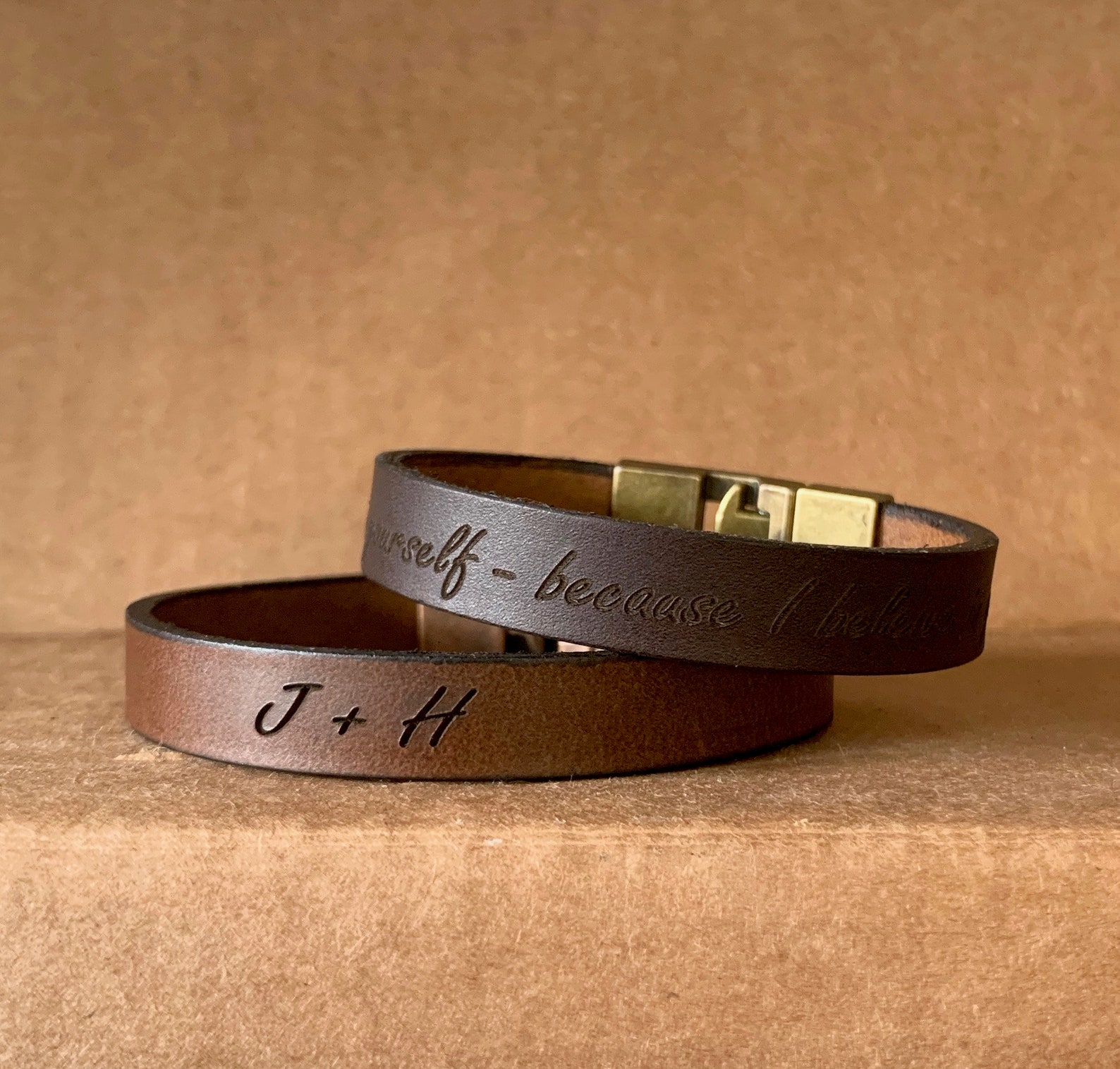 Personalized Hidden Message Leather Bracelet, Unisex Bracelets, Man ...